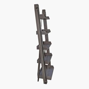 OS Home and Office Furniture Mocel Industrial Open Washed Driftwood Finish ladder bookcase