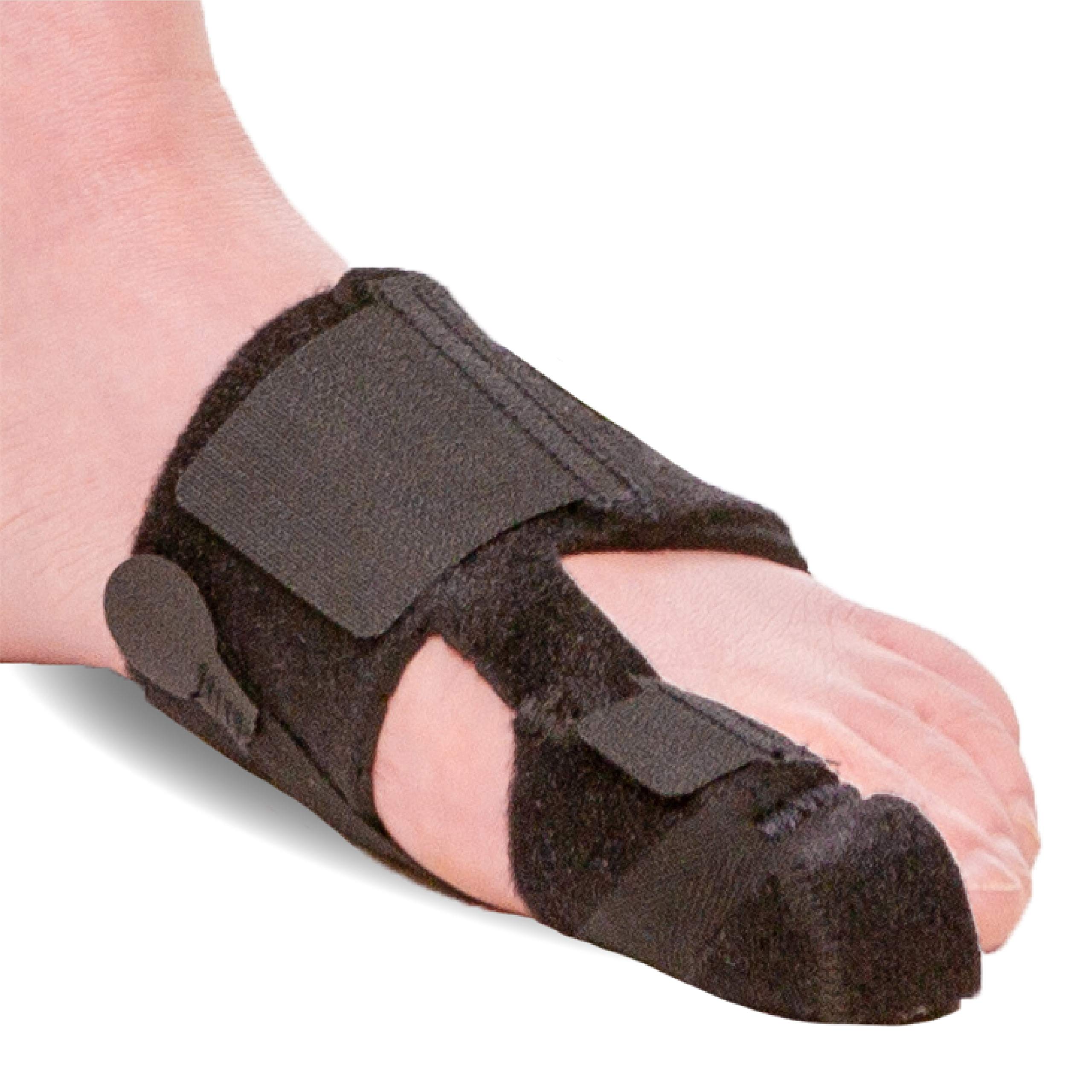 BraceAbility Turf Toe Brace - Soft Big Toe Taping Splint Straightener Wrap with Support Straps for Sprains and Hallux Rigidus Relief (Right Foot)