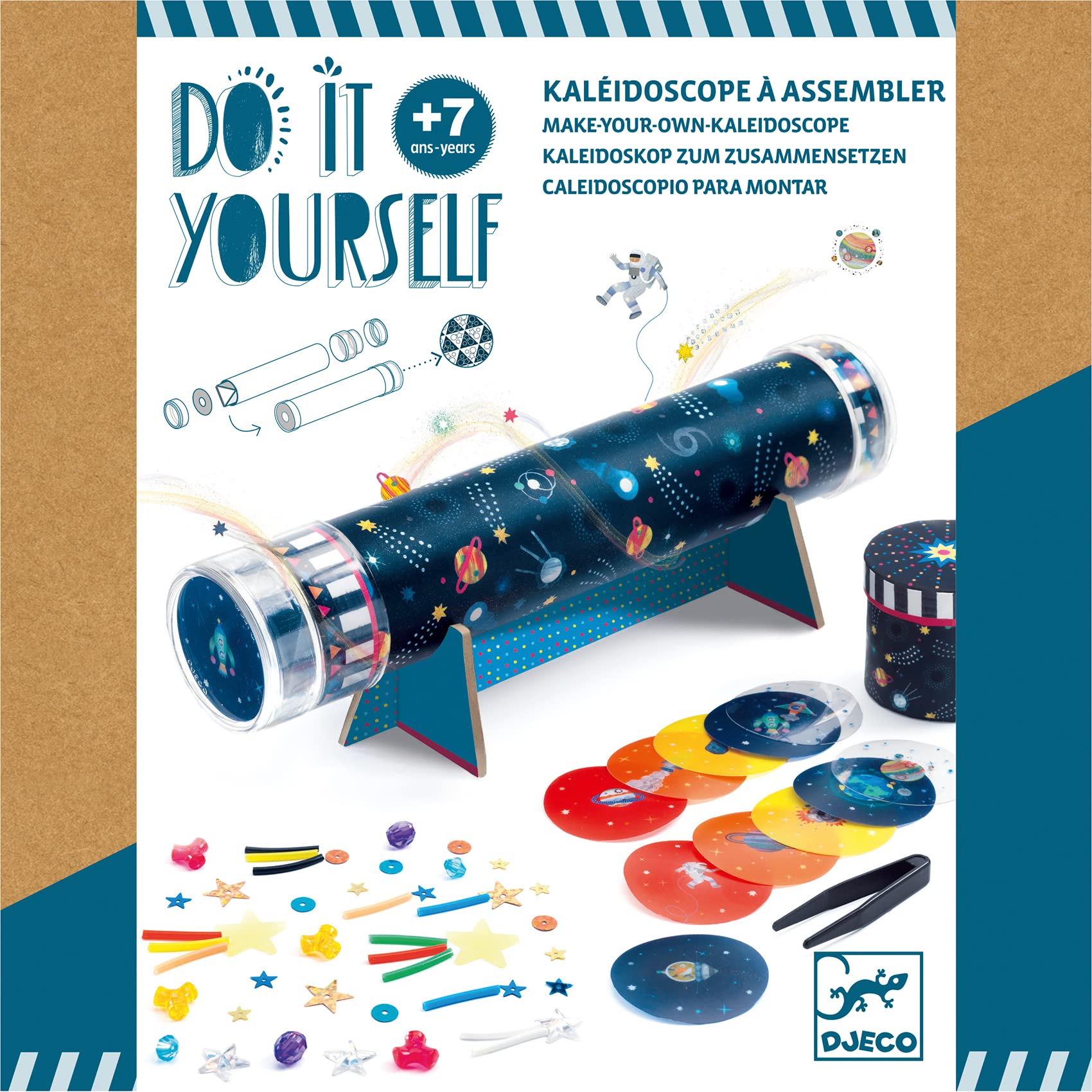 DJECO DIY Space Kaleidoscope - Build Your Own & See Space Wonders for School or Gifts - Fun & Creative for Family & Friends, Educational STEM Toy Space Crafts for Kids Ages 7+