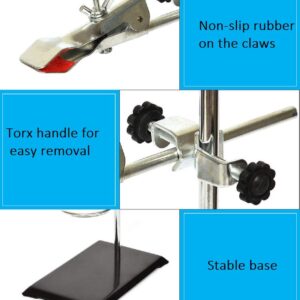 LabZhang Chemistry Laboratory Stand Set, with Support Stand (8.3"x5.5"), 2 Retort Rings (Dia. 2.2"/2.6"), Rod (Length 19.7") and Flask Clamp