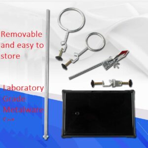 LabZhang Chemistry Laboratory Stand Set, with Support Stand (8.3"x5.5"), 2 Retort Rings (Dia. 2.2"/2.6"), Rod (Length 19.7") and Flask Clamp