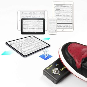 music page turner for tablets - connected by bluetooth for flip pages from music software - controlled by foot switch - ios and android system support (cube turner)