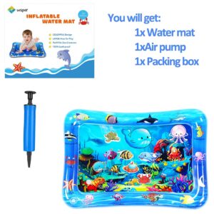 WSPER Tummy Time Water Mat Inflatable Water Play mat for 3 6 9 Months Baby Boy & Girl, Early Activity Center for Newborn Infants