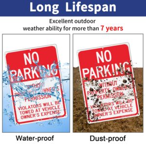 No Parking Without Property Owner's Permission Sign, Violators Will Be Towed at Vehicle Owner's Expense (3 Pack) 14 x 10 Inches .40 Rust Free Aluminum Reflective Sign, UV Protected,Weather Resistant,W