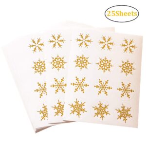 300pcs Snowflake Decorative Gold Circle Envelope Seals Stickers Self-Adhesive Universal Sealing Stickers Gift Boxes Stickers Label Stickers