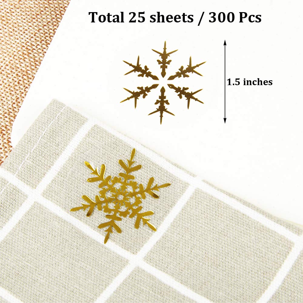 300pcs Snowflake Decorative Gold Circle Envelope Seals Stickers Self-Adhesive Universal Sealing Stickers Gift Boxes Stickers Label Stickers