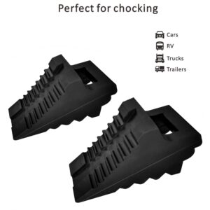 ROBLOCK Solid Rubber Wheel Chocks Heavy Duty Trailer Chock -2 Pack Black, 8.6" Long x 3.7 Wide x 4.7" High for Car, Travel Trailers, RV, Truck, and ATV