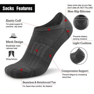 Busy Socks Wool No Show Loafer Athletic Fitness Socks Men, Women's Plus Size Lightweight Stay Up Wool Ankle No-Show Running Cycling Socks, 3 Pairs, Large, Dark Grey