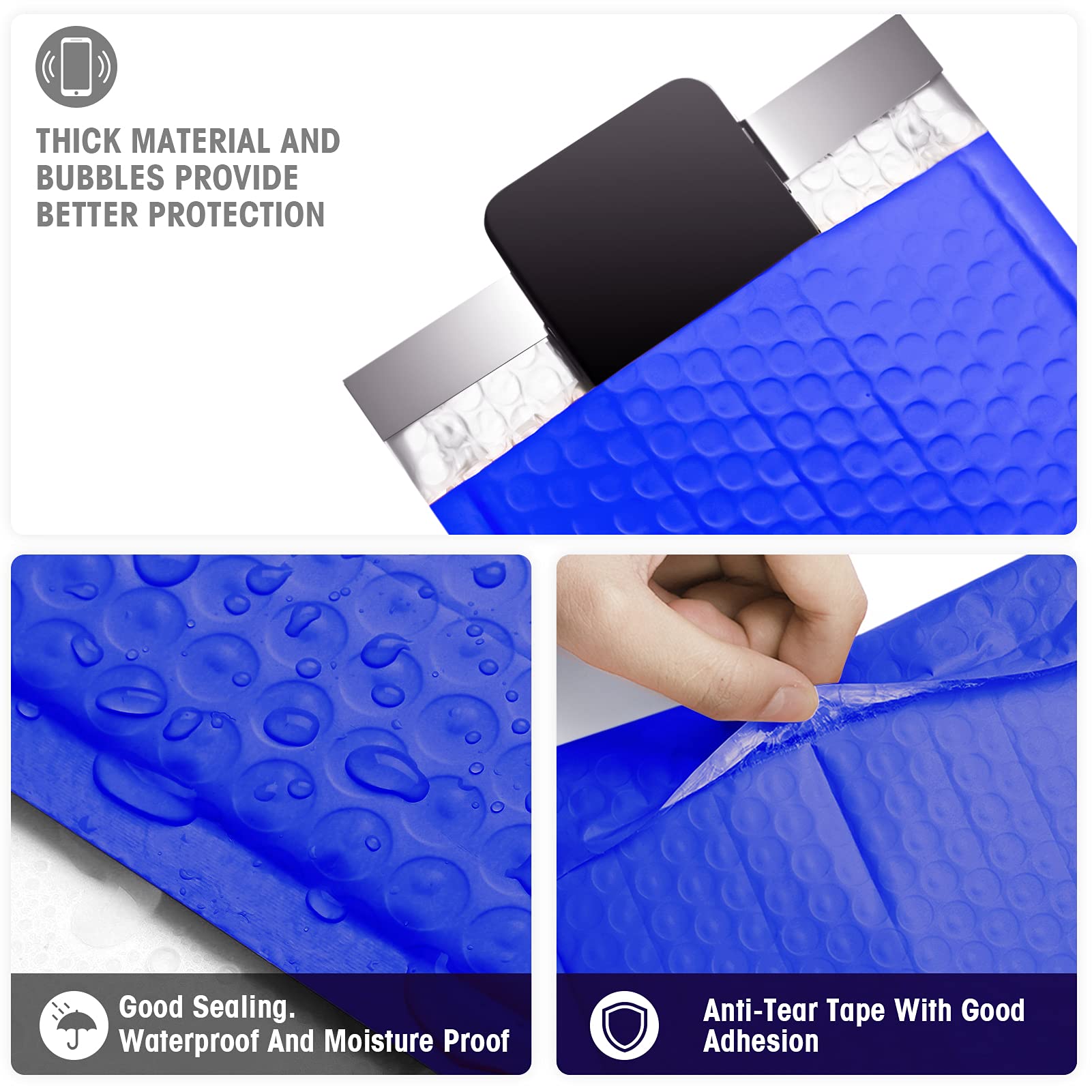 Metronic Bubble Mailers 6x10 25 Pack Usable Size 6x9" Royal Blue Bubble Mailers Waterproof Padded Envelopes Self-Seal Cushioning Bubble Envelopes for Packaging, Mailing, Shipping, Bulk #0