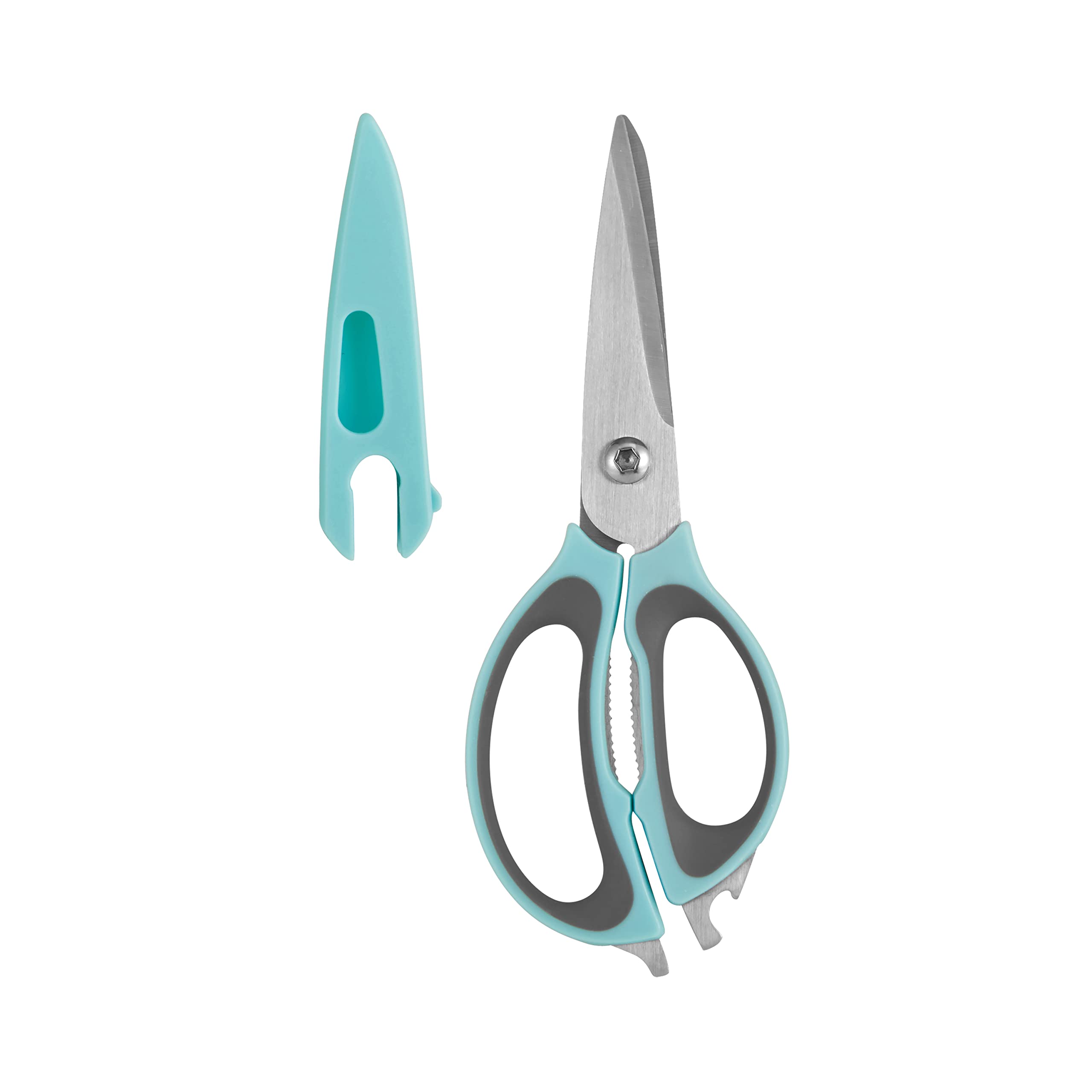 Farberware 4-in-1 Kitchen Shears, 2-Piece, Aqua and Gray