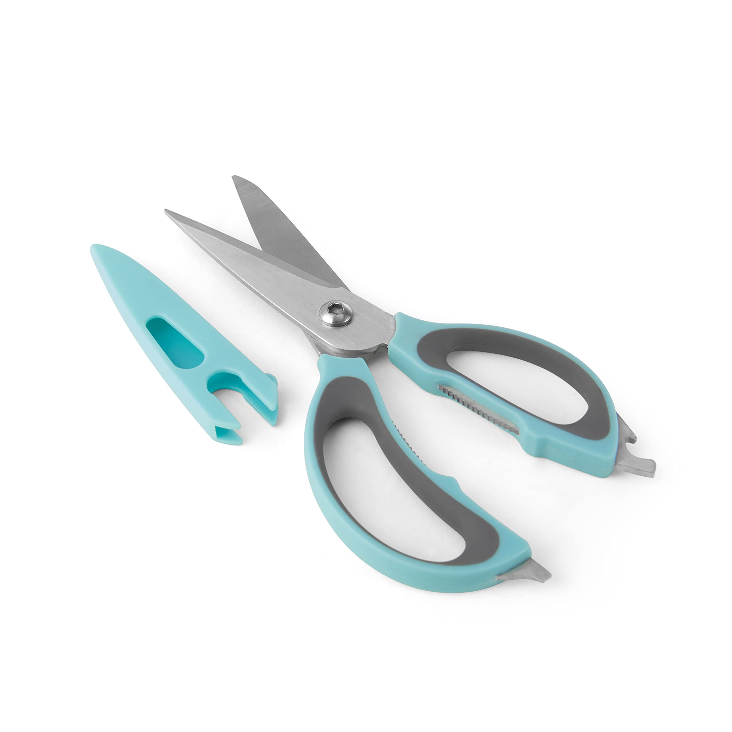 Farberware 4-in-1 Kitchen Shears, 2-Piece, Aqua and Gray