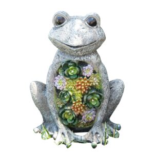 vp home chillin frog solar led patio light, 10"h x 6.5"w x 4.5"d, polyresin construction, rechargeable battery included