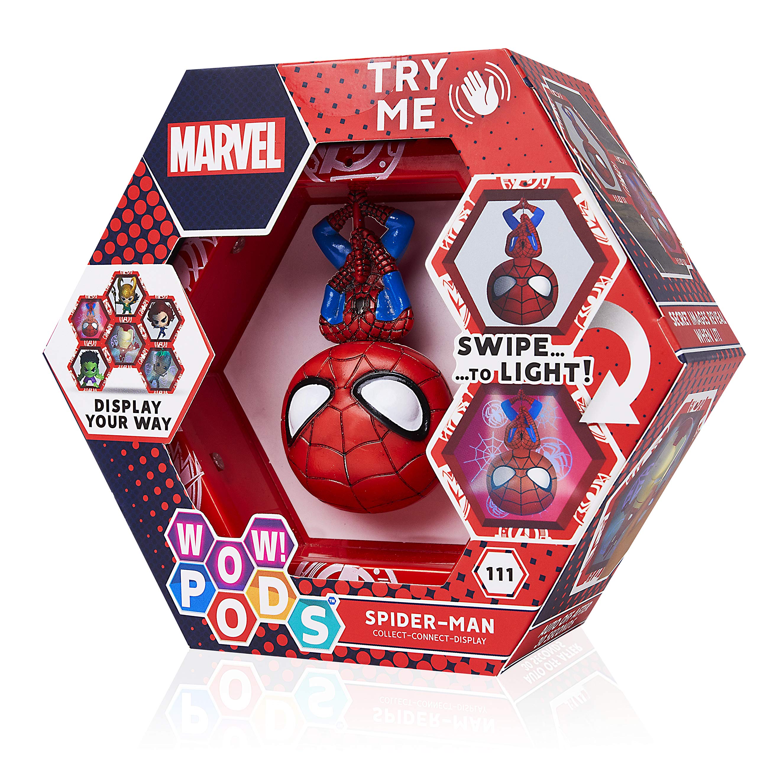 WOW! PODS Avengers Collection - Spider-Man | Superhero Light-Up Bobble-Head Figure | Official Marvel Collectable Toys & Gifts