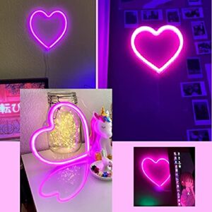 Pink Heart Neon Sign, LED Light Battery Operated or USB Powered Decorations Lamp, Table and Wall Decoration Light for Mothers Day Gift, Girl's Room Wedding Valentines Day Party Birthday Home Décor