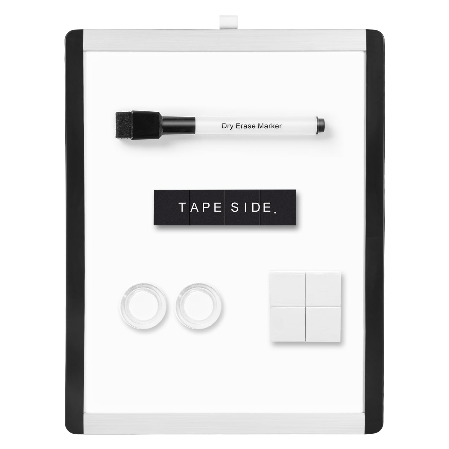 Amazon Basics Small Dry Erase Whiteboard, Magnetic White Board with Marker and Magnets - 8.5" x 11", Plastic/Aluminum Frame