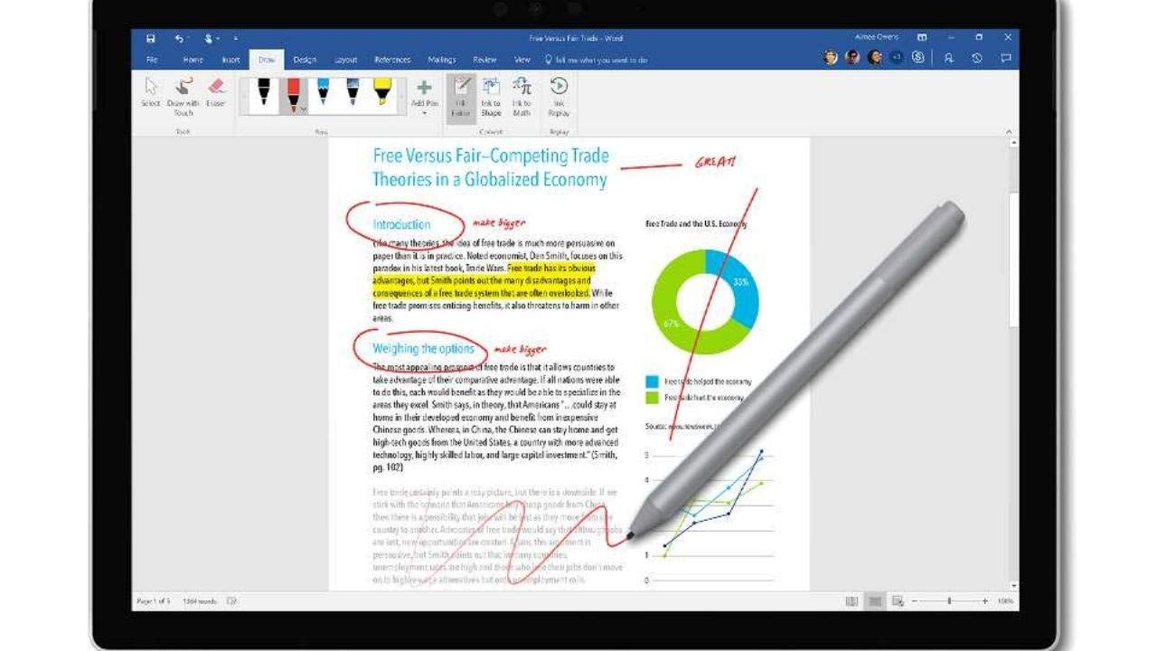 Microsoft Surface Pen for Surface Pro 7 Pro 6 Surface Laptop 3 Surface Book 2 Laptop 2 Surface Go Studio 2 Pro 5 Pro 4 4096 Pressure Points Rubber Eraser Bluetooth 4.0 Platinum