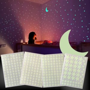 ffl dreams glow in the dark stars and moon, realistic no dots no squares set. star shaped stickers and moon, luminous adhesives for room, wall, bedroom, light up your ceiling and living room