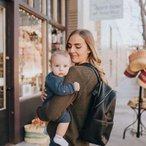 Little Unicorn Skyline Backpack – Diaper, Work, Travel Bag with Changing Pad - Premium Vegan Leather – Lightweight & Durable Design – 5 Interior Pockets – Easily Wipes Clean (Black)