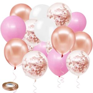 50pcs rose gold white pink balloons, 12 inch rose gold confetti balloons latex party balloons for birthday parties wedding graduation anniversary party decorations.…