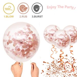 50pcs Rose Gold White Pink Balloons, 12 Inch Rose Gold Confetti Balloons Latex Party Balloons for Birthday Parties Wedding Graduation Anniversary Party Decorations.…