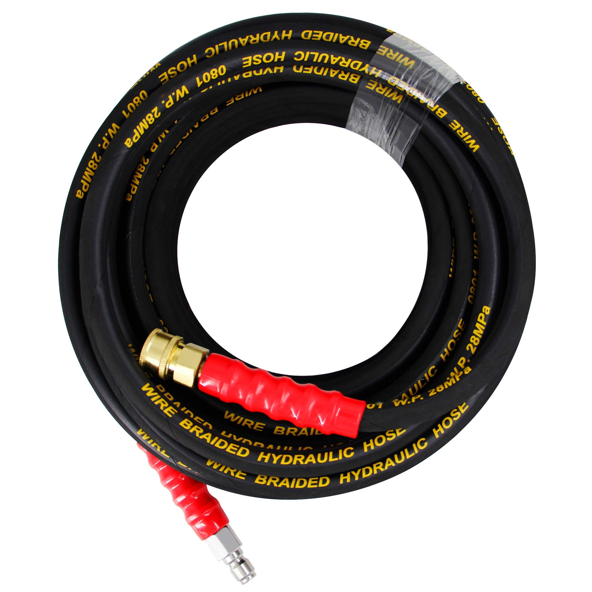 Twinkle Star 50FT Pressure Washer Hose with 3/8 Inch Quick Connect, High Tensile Wire Braided Power Washer Hose, 4000 PSI