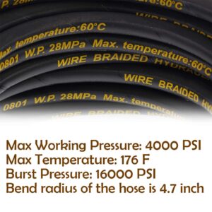 Twinkle Star 50FT Pressure Washer Hose with 3/8 Inch Quick Connect, High Tensile Wire Braided Power Washer Hose, 4000 PSI