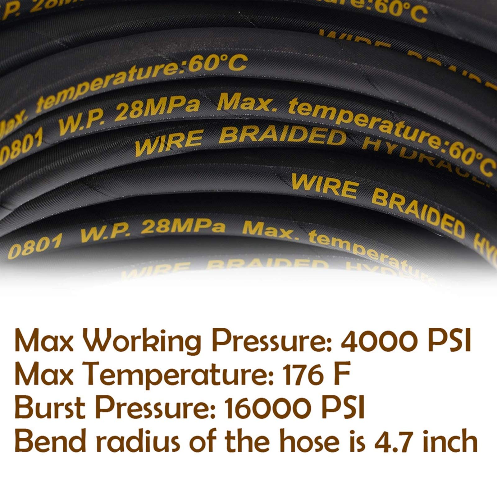 Twinkle Star 50FT Pressure Washer Hose with 3/8 Inch Quick Connect, High Tensile Wire Braided Power Washer Hose, 4000 PSI