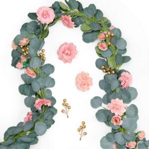 bigotters 6ft artificial flower vine, fake silk eucalyptus garland leaves vine artificial berry vine hanging vine flowers garland for outdoor wedding backdrop wall decor party arch garden home favor