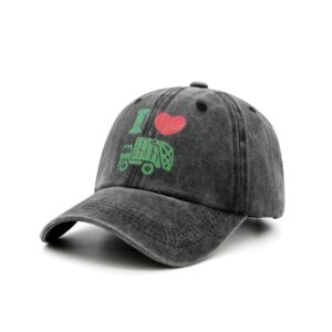 Waldeal Boys' Printing I Love Garbage Truck Washed Hat Youth Baseball Cap Black