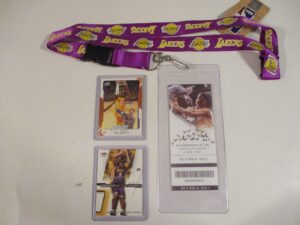 kobe & gianna bryant a celebration of life - staples center photo copy ticket plus purple lakers lanyard & holder * 2 kobe player cards