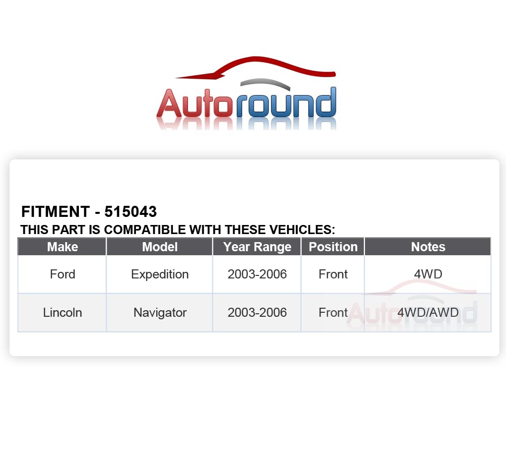 Autoround 515043 Front Wheel Hub and Bearing Assembly Fit for 4x4 4WD Ford Expedition/Lincoln Navigator 2003-2006 6 Lug w/ABS