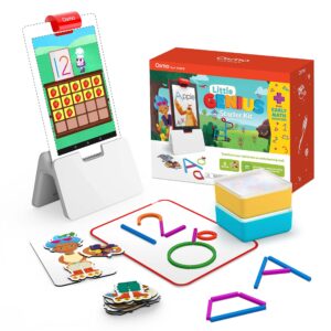 osmo - little genius starter kit for fire tablet + early math adventure - valentine toy - 6 educational games-counting, shapes & phonics-stem gifts-ages 3 4 5(tablet base included)