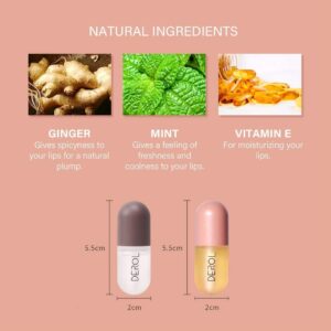 DEROL Lip Plumper by Vafee, Natural Lip Plumper and Lip Care Serum, Lip Enhancer for Fuller, Lip Mask, Beautiful Fuller, Hydrating & Reduce Fine Lines 5.5ML (Day& Night)