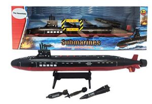 16.5 inch toy black submarine with sound effects and torpedo