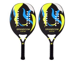 grandcow beach tennis paddle racket carbon fiber with eva memory foam core tennis padel (2pcs black)