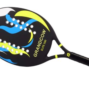 GRANDCOW Beach Tennis Paddle Racket Carbon Fiber with EVA Memory Foam Core Tennis Padel (2Pcs Black)