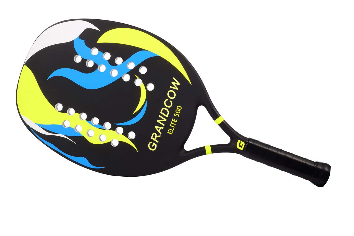 GRANDCOW Beach Tennis Paddle Racket Carbon Fiber with EVA Memory Foam Core Tennis Padel (2Pcs Black)