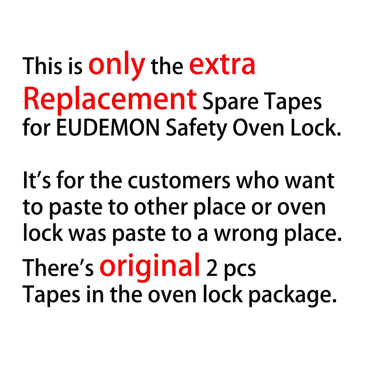 Replacement Spare Tapes (x2 Set) for EUDEMON Childproof Oven Door Lock, Oven Front Lock