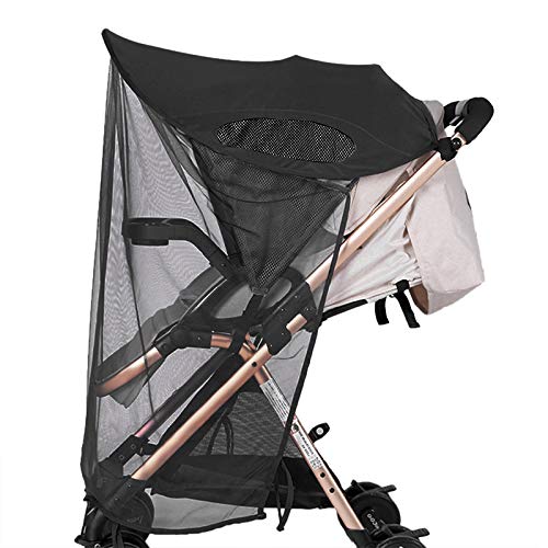 Universal Sun Shade with Net for Baby Strollers Toddlers Kids Zippered Veil Netting Pram Pushchair Canopy Parasol Extrender Buggy Sun Cover Shield