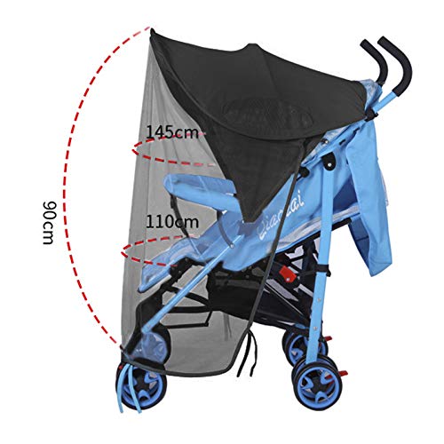 Universal Sun Shade with Net for Baby Strollers Toddlers Kids Zippered Veil Netting Pram Pushchair Canopy Parasol Extrender Buggy Sun Cover Shield