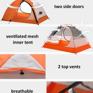 Backpacking Tent - AYAMAYA Waterproof 2 Person Ultralight Camping Tents with Removable Rainfly,Lightweight Aluminum Frame Freestanding Hiking Tent for 1 2 Person Easy Setup for Camping Hunting Travel