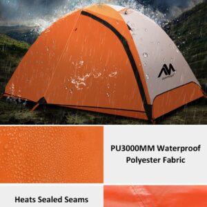 Backpacking Tent - AYAMAYA Waterproof 2 Person Ultralight Camping Tents with Removable Rainfly,Lightweight Aluminum Frame Freestanding Hiking Tent for 1 2 Person Easy Setup for Camping Hunting Travel