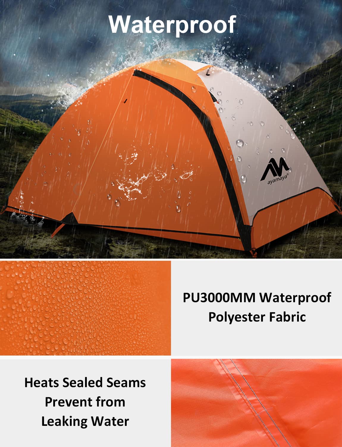 Backpacking Tent - AYAMAYA Waterproof 2 Person Ultralight Camping Tents with Removable Rainfly,Lightweight Aluminum Frame Freestanding Hiking Tent for 1 2 Person Easy Setup for Camping Hunting Travel