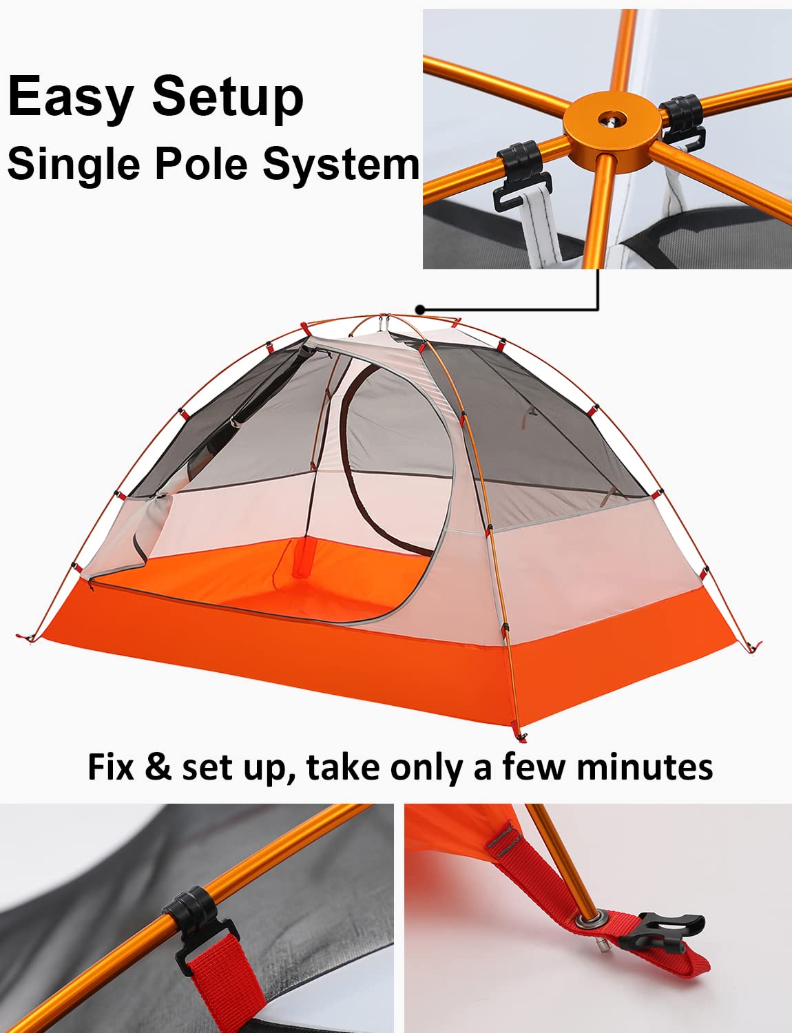 Backpacking Tent - AYAMAYA Waterproof 2 Person Ultralight Camping Tents with Removable Rainfly,Lightweight Aluminum Frame Freestanding Hiking Tent for 1 2 Person Easy Setup for Camping Hunting Travel