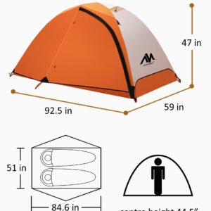 Backpacking Tent - AYAMAYA Waterproof 2 Person Ultralight Camping Tents with Removable Rainfly,Lightweight Aluminum Frame Freestanding Hiking Tent for 1 2 Person Easy Setup for Camping Hunting Travel