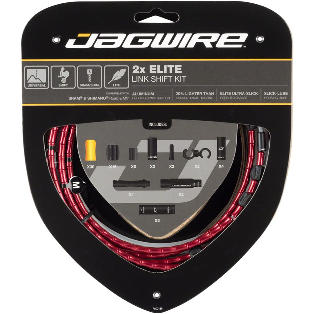 Jagwire 2X Elite Link Shift Kit Adult Unisex Shifters and Cables, Red, One Size