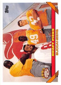 1993 topps football #230 eric curry/lamar thomas/demetrius dubose/john lynch rc rookie card tampa bay buccaneers official nfl trading card from the topps company