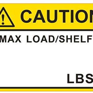 Pallet Rack Capacity Label, 3×4″ (76.2×101.6mm) Caution Max Load/Shelf LBS, Industrial Strength Warehouse Cross Beam Safety Warning Self-Adhesive PVC Sticker, British Unit, BU_A_1, Pack of 100 PCS