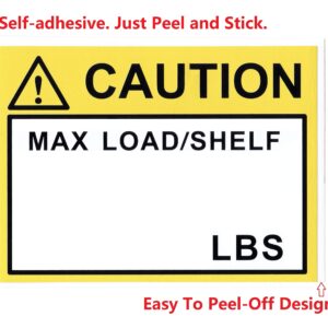 Pallet Rack Capacity Label, 3×4″ (76.2×101.6mm) Caution Max Load/Shelf LBS, Industrial Strength Warehouse Cross Beam Safety Warning Self-Adhesive PVC Sticker, British Unit, BU_A_1, Pack of 100 PCS