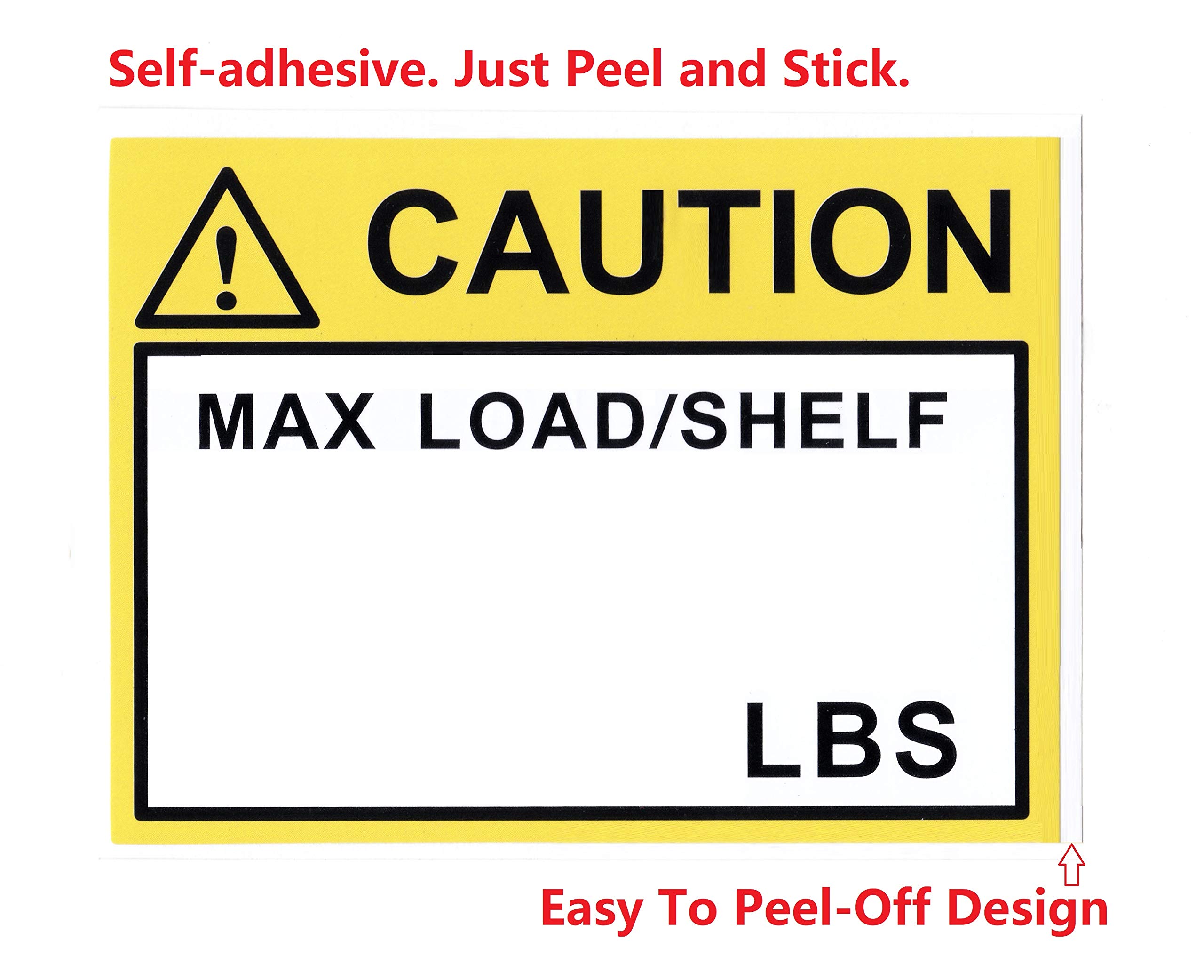 Pallet Rack Capacity Label, 3×4″ (76.2×101.6mm) Caution Max Load/Shelf LBS, Industrial Strength Warehouse Cross Beam Safety Warning Self-Adhesive PVC Sticker, British Unit, BU_A_1, Pack of 100 PCS